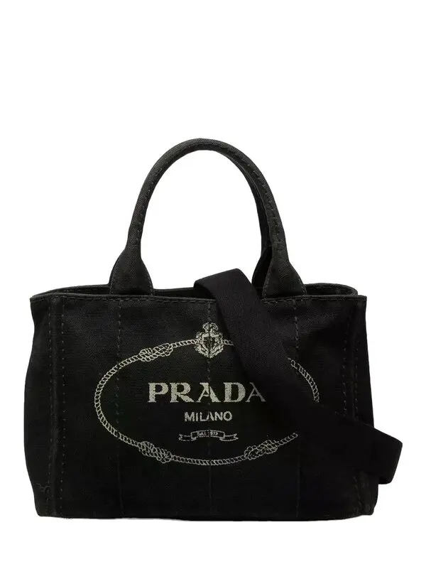 Prada Canapa Logo Satchel - Black