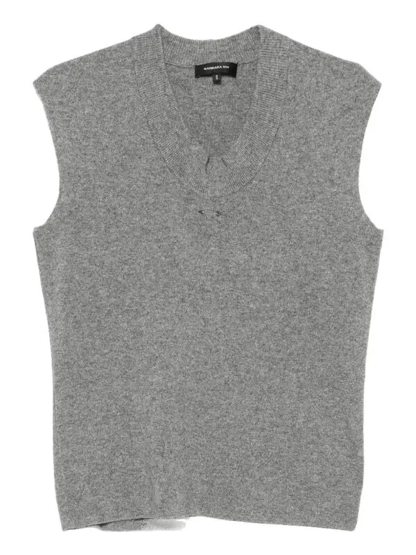 Barbara Bui Ribbed-neck Vest - Grey