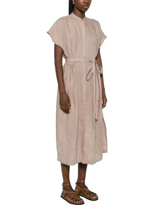XACUS Nico Belted Cap-sleeve Midi Dress - Neutrals