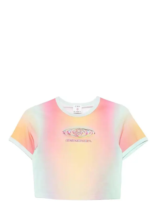 Casablanca Printed Cropped T-shirt - Blue