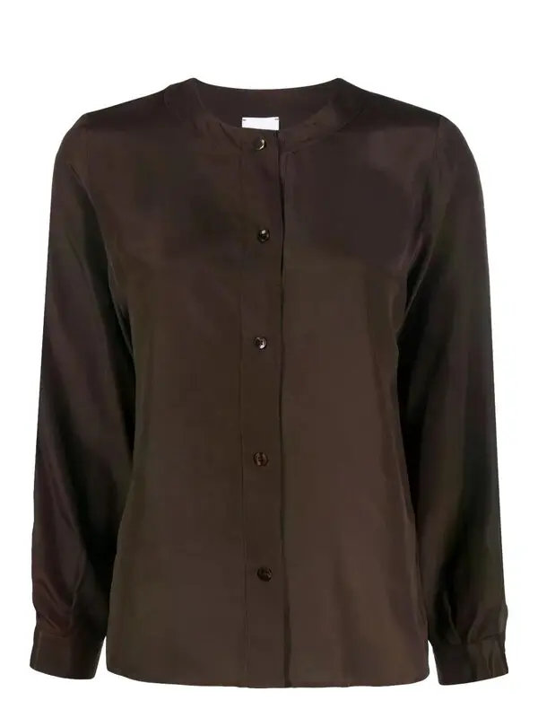 MERCI Button-up Long-sleeve Shirt - Brown