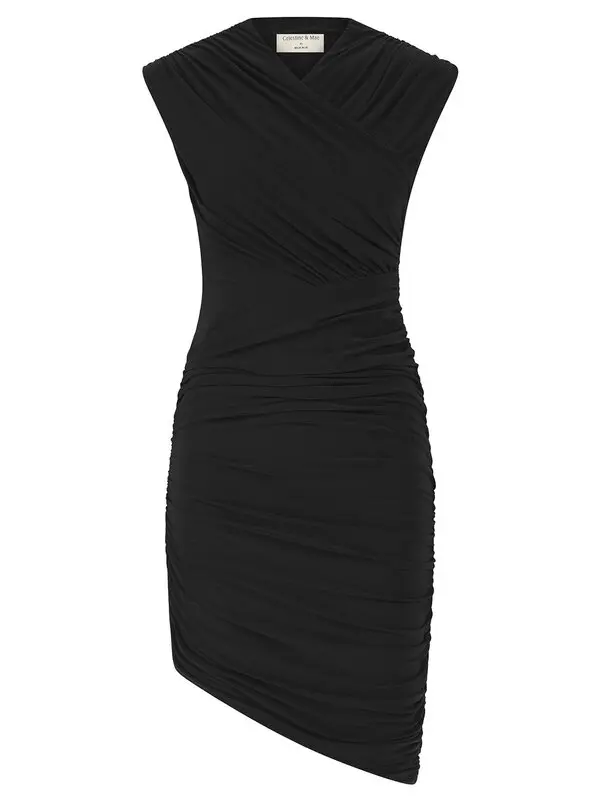 CELESTINE & MAE Calla Mini Dress With Asymmetrical Hem - Black