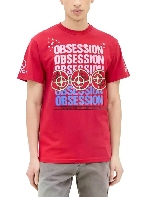 Nancy Ganz Text-print Crew-neck T-shirt - Red