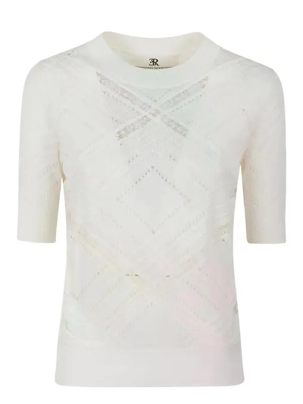 Ermanno Scervino White Pointelle Knit Top - Neutrals
