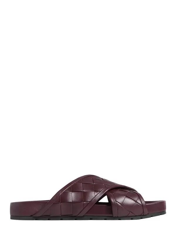Bottega Veneta Intrecciato Leather Slides - Red
