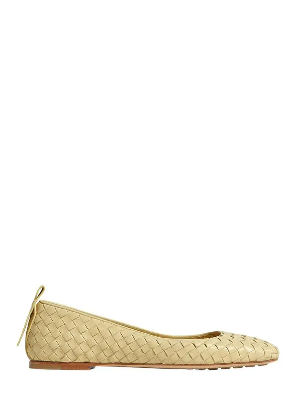 Bottega Veneta Lambskin Intrecciato Ballet Flats - Yellow