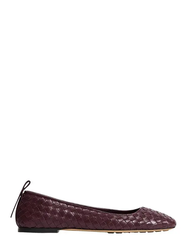 Bottega Veneta Lambskin Intrecciato Ballet Flats - Red