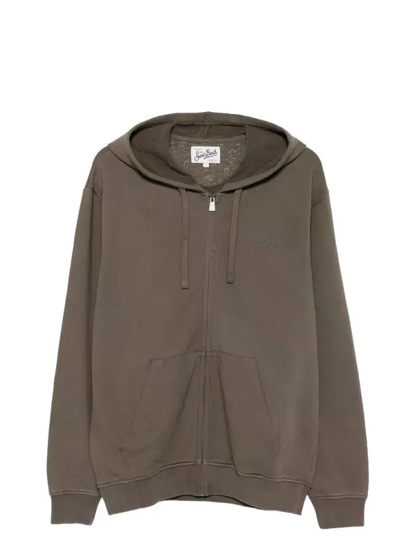 MC2 SAINT BARTH Logo-embroidered Zip-up Hoodie - Brown