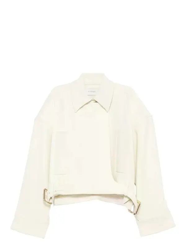 Sportmax Cropped Jacket With Buckle Detail - Neutrals