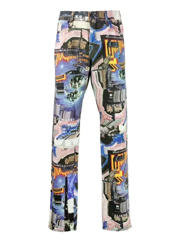 DIESEL® D-kras Graphic Print Jeans - Blue