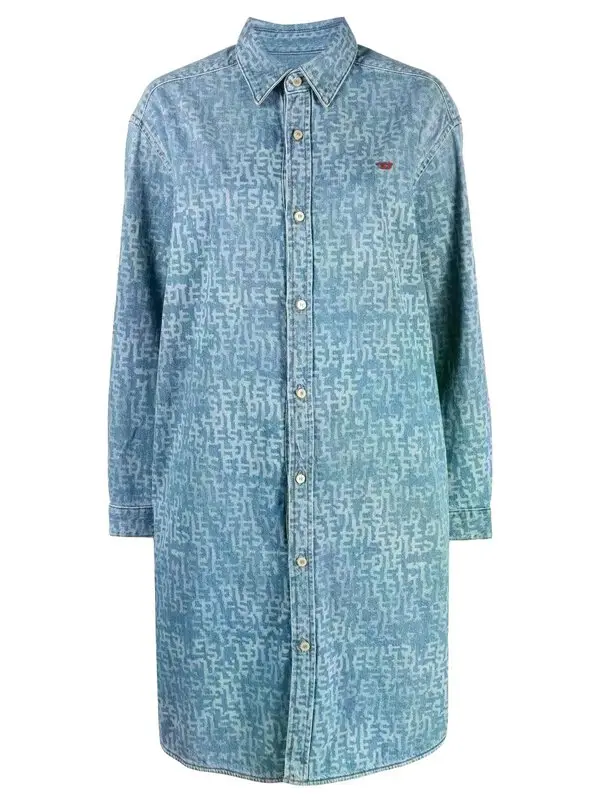 DIESEL® Logo Print Shirt Dress - Blue