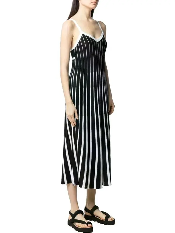 Red Valentino Knitted Striped Midi Dress - Black