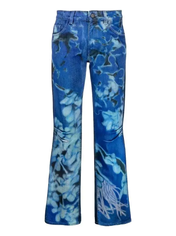 Paula Canovas Del Vas Graphic-print Denim Jeans - Blue