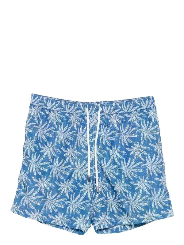 BARBA NAPOLI Palm Print Swim Shorts - Blue