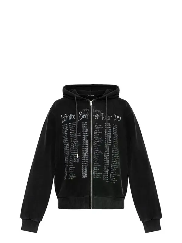 MISBHV Graphic Print Zip-up Hoodie - Black