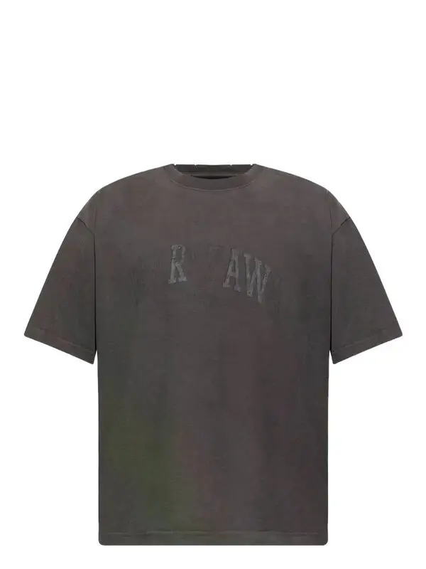 MISBHV Washed Black Cotton Distressed Logo T-shirt - Grey