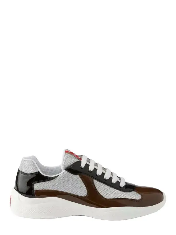 Prada Patent-leather And Technical Fabric America's Cup Sneakers - Brown