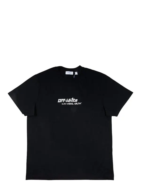 Off-White Cryst Croco Logo-print Slim-fit T-shirt - Black