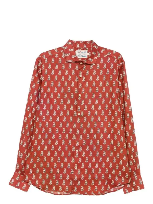 MC2 SAINT BARTH Pamplona Floral-print Linen Shirt - Red