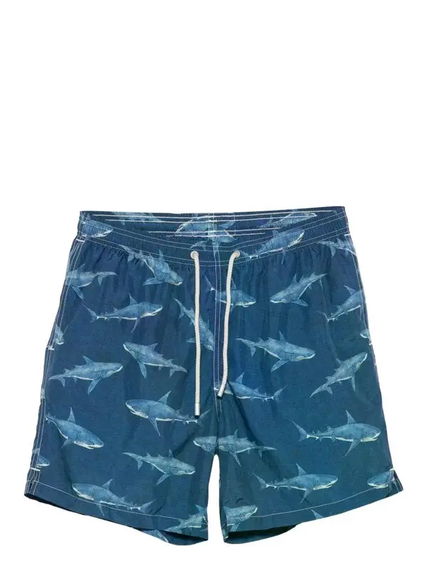 MC2 SAINT BARTH Shark Print Swim Shorts - Blue