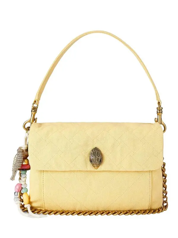 Kurt Geiger Celia Canvas Shoulder Bag With Embellished Eagle Hardware - Yellow