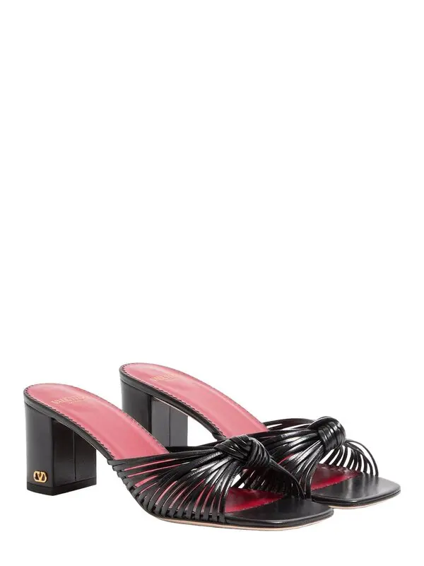 Valentino Garavani Vone Knot Detail Block Heel Slide Sandal - Black