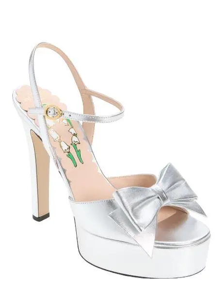 Valentino Garavani Platform Bow Sandals - Silver