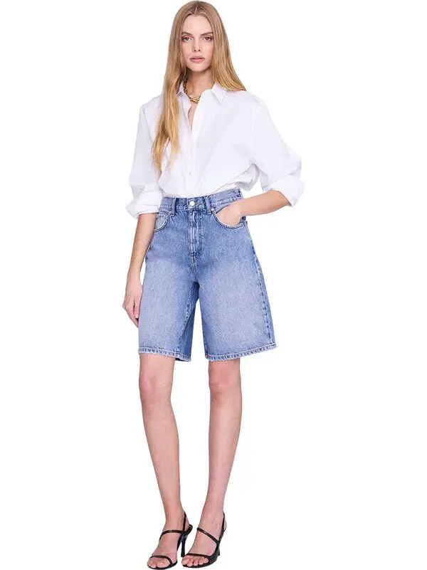 ANINE BING Jasper Relaxed Fit Knee-length Shorts - Pacific Blue