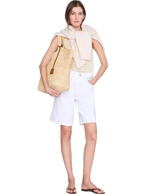 ANINE BING Jasper Relaxed Fit Knee-length Shorts - White