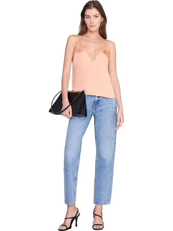 ANINE BING Mael Camisole With Scalloped Lace Neckline - Blush