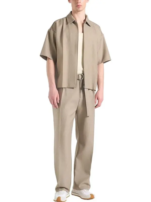 Manière De Voir Aven Boxy Shirt With Crease - Beige