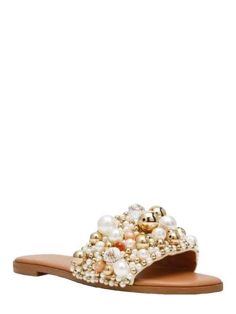 Steve Madden Klio Embellished Slide Sandal - Coral Multi