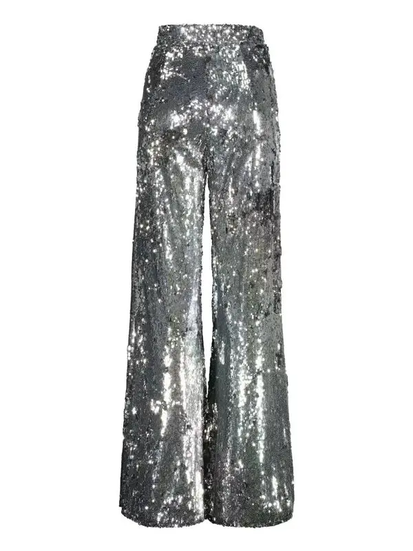 ELLERY Sequin Wide Leg Trousers - Silver