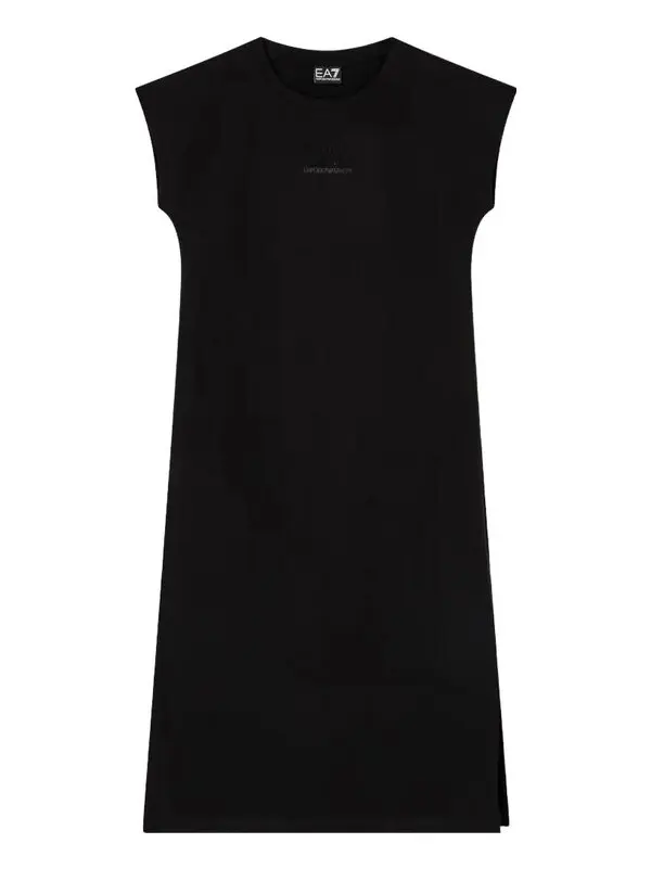 EA7 Emporio Armani Logo Appliqué Side-slit Dress - Black