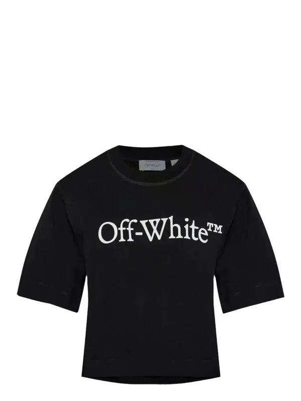 Off-White Cropped Logo T-shirt - Black
