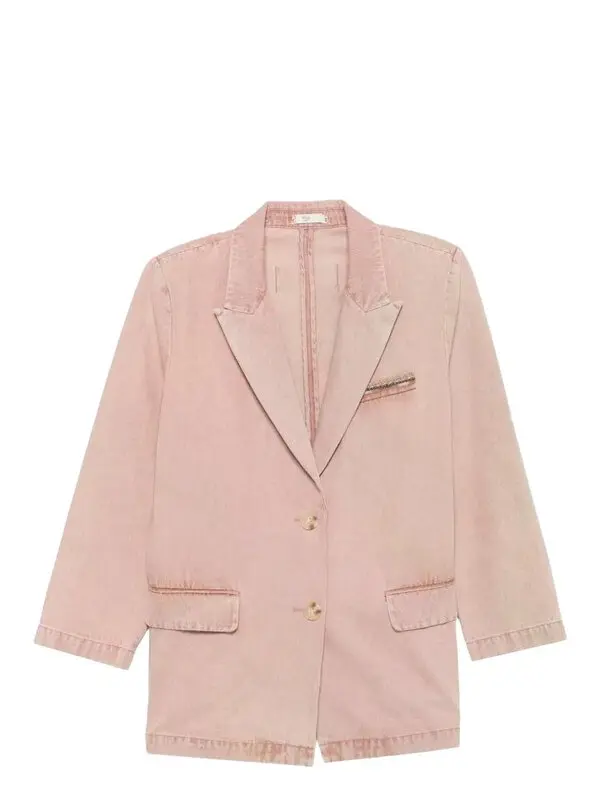 HUI HUI Deep Cotton Denim Blazer - Pink