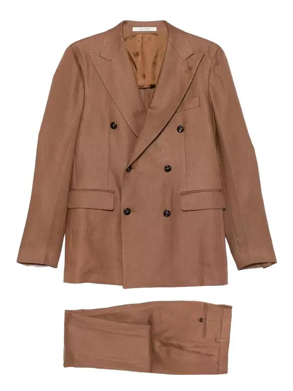 Tagliatore Double-breasted Peaked-lapel Suit - Brown