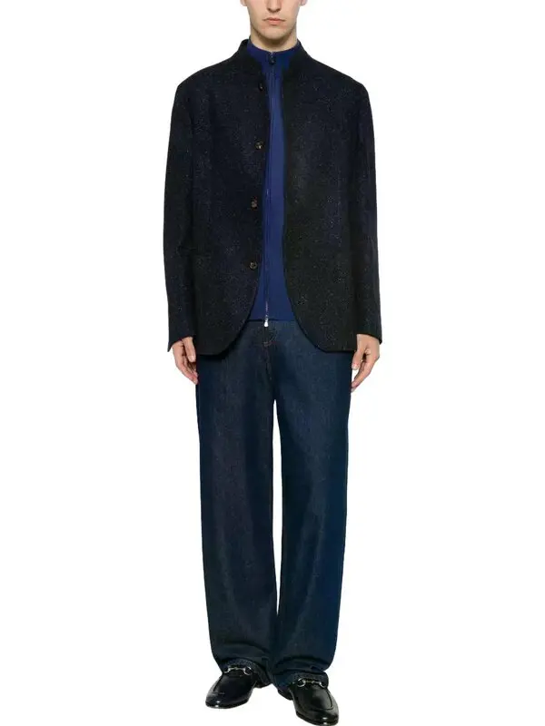 FILIPPO DE LAURENTIIS Zip-up High-neck Cardigan - Blue