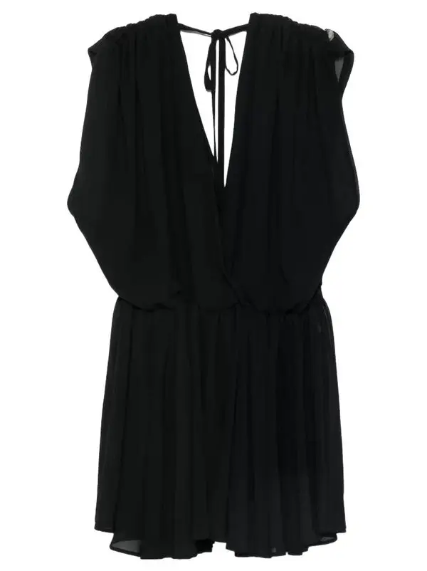 THE M.. Emily Draped V-neck Mini Dress - Black