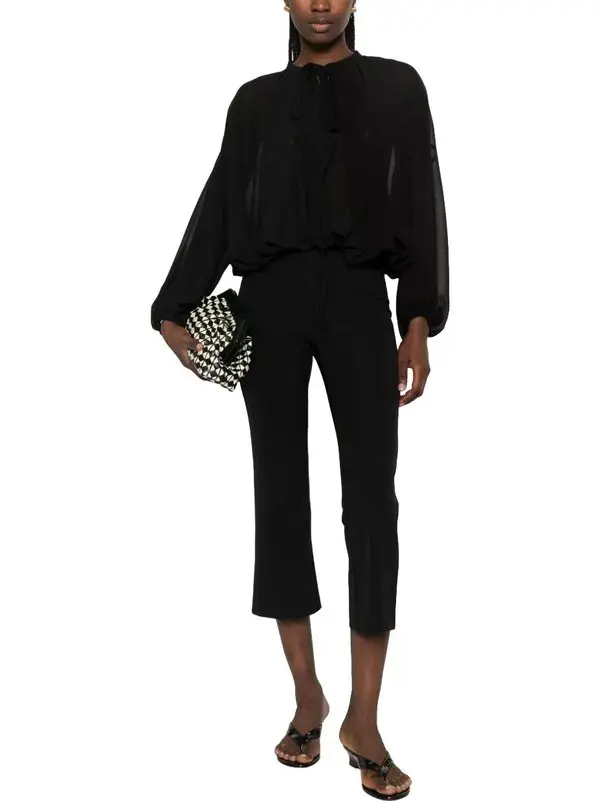 THE M.. Elvira Tie-neck Balloon-sleeve Blouse - Black