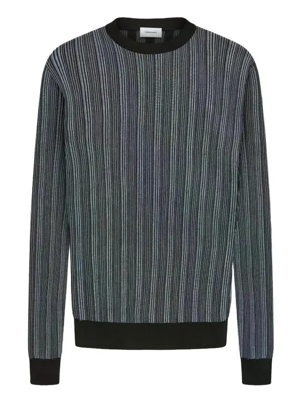 FERRAGAMO Crew Neck Sweater With Gancio Tab Detail - Brown