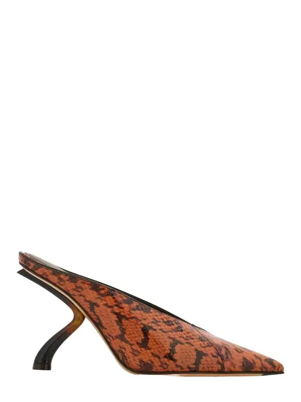 FERRAGAMO Ayers Leather S-shaped Heel Mules - Brown