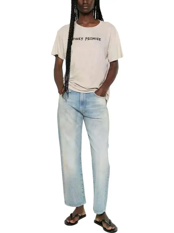 R13 Faded Logo Embroidered Jeans - Blue