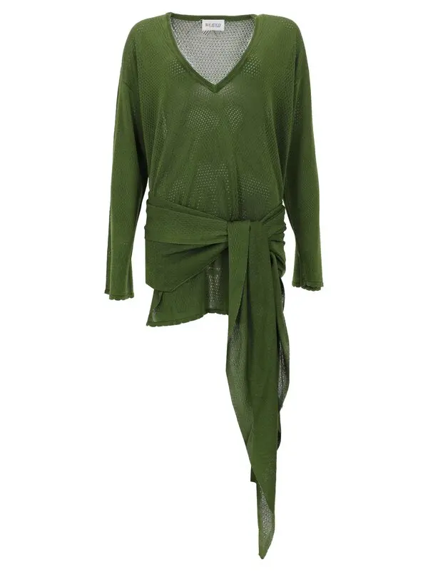Attico Draped Viscose Mini Dress - Green