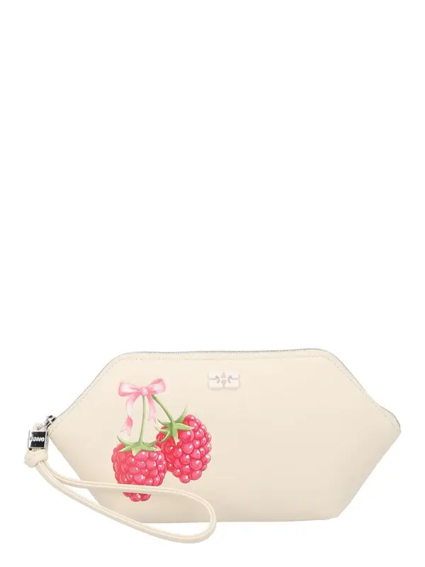 GANNI Bou" Raspberry Print Pouch - Ivory