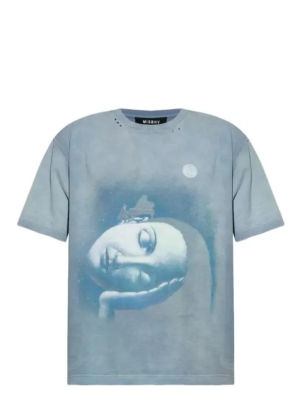 MISBHV Distressed Graphic Print T-shirt - Blue