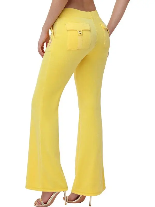 Juicy Couture Heritage Cotton Velour Track Pants - Buttercup