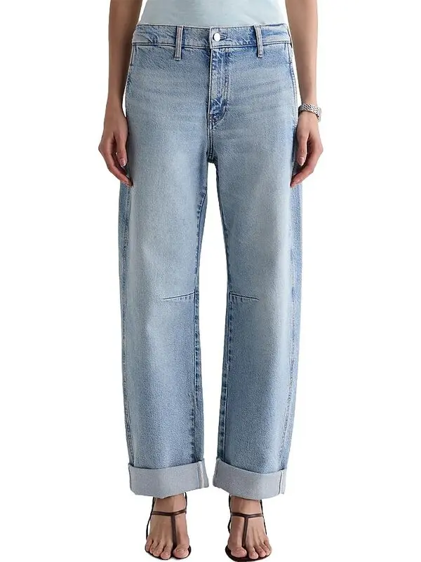 Ag Mercer Cuffed High Rise Barrel Jeans - Highway