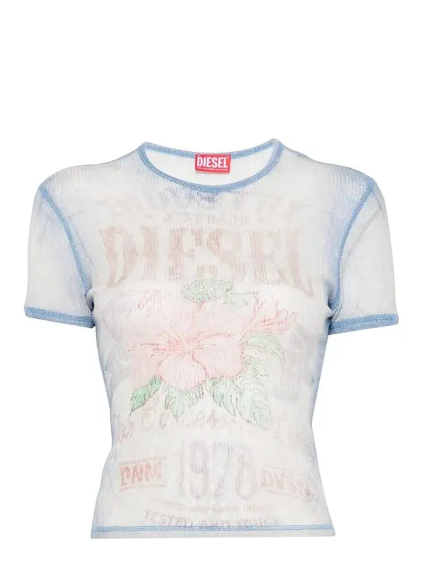 DIESEL® Short Sleeve Floral Print T-shirt - Blue