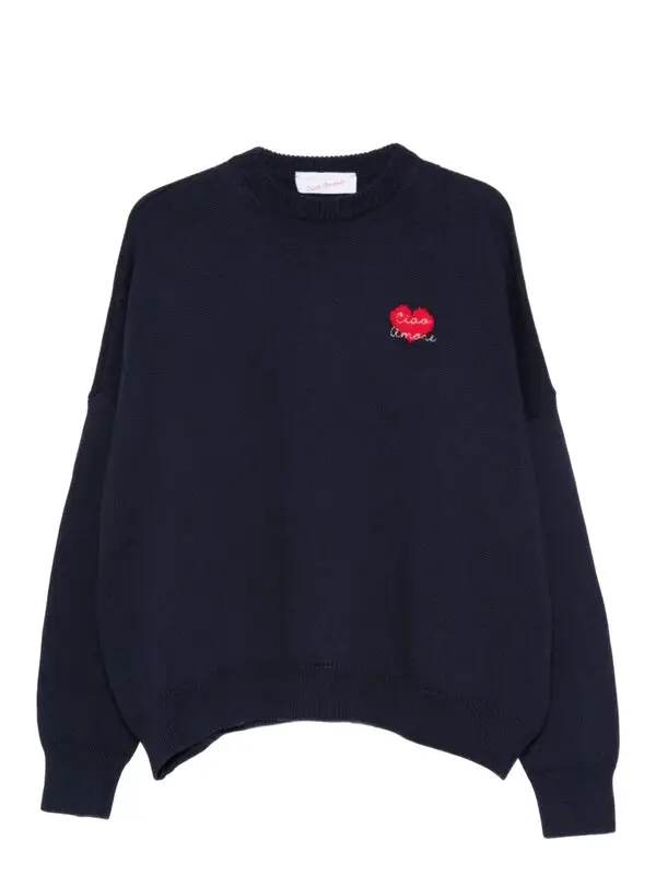 Giada Benincasa Embroidered Logo Crew Neck Sweater - Blue